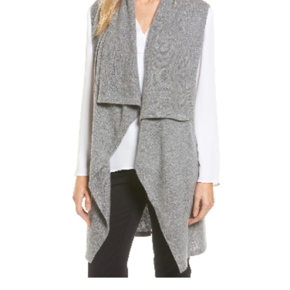 Halogen Waterfall Drape Front Cashmere Vest - Gem